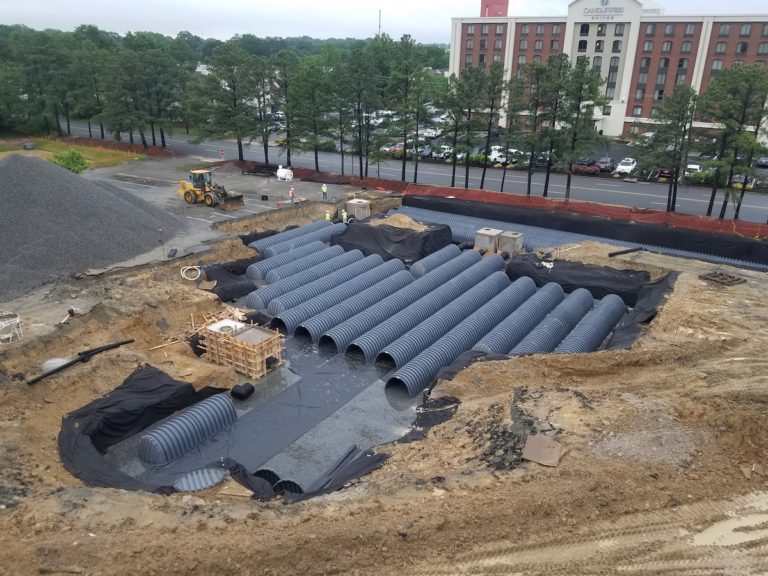 Storm Chamber System Below Commercial Redevelopment